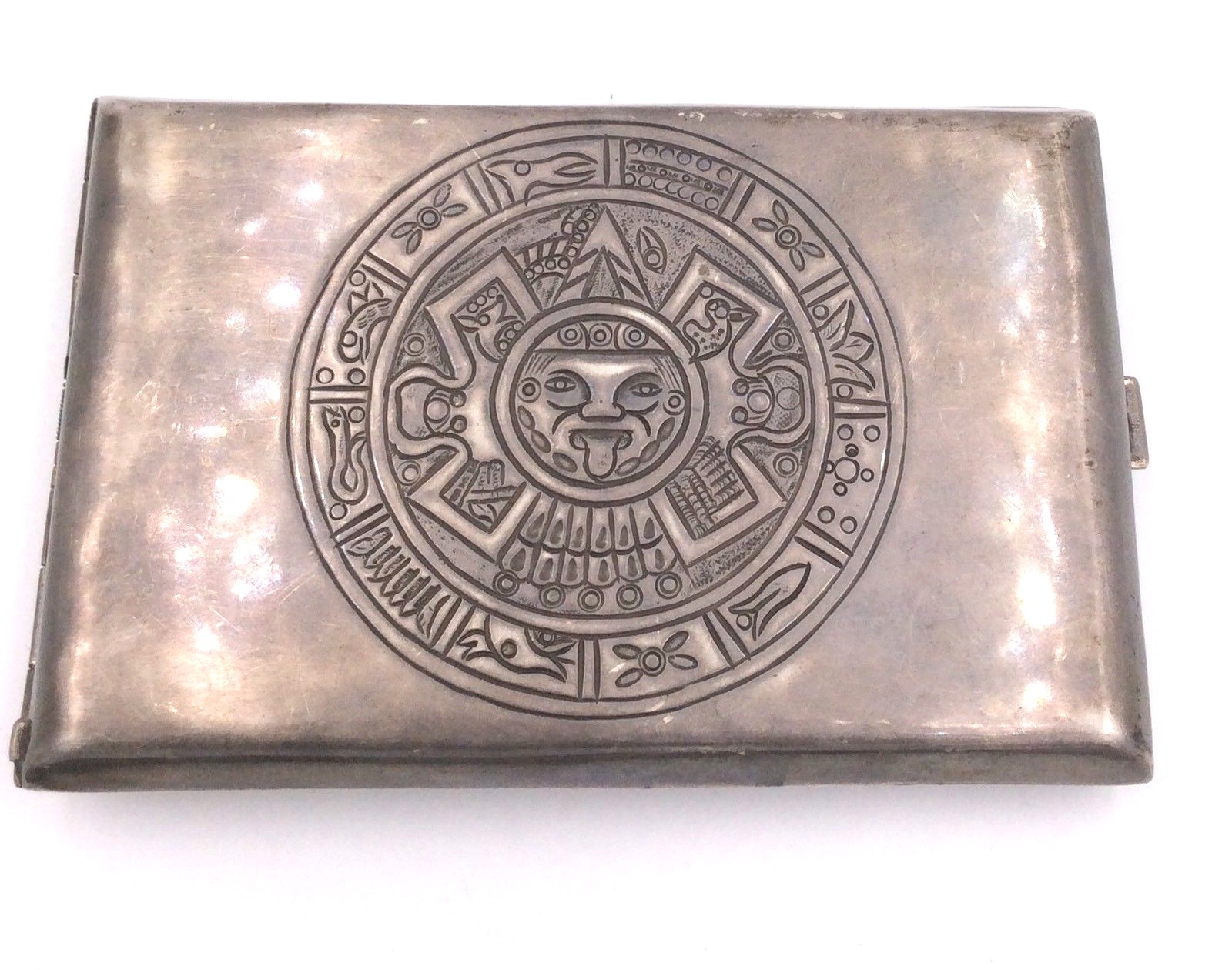 Vintage Sterling Silver Signed Alday Mexican Aztec Cigarette Case | eBay