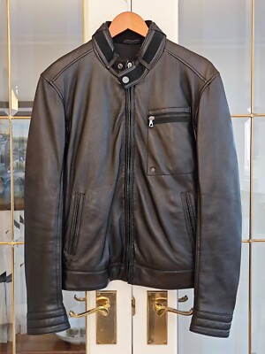 Strellson Leather Jacket Black Full Zip Mens Size 50 (Medium) insulated ...