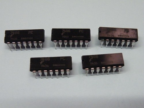 5 Pcs 7406 Hex Inverter Buffer Driver TTL Ic 14 Pin DIL DIP 6g GE17 ...