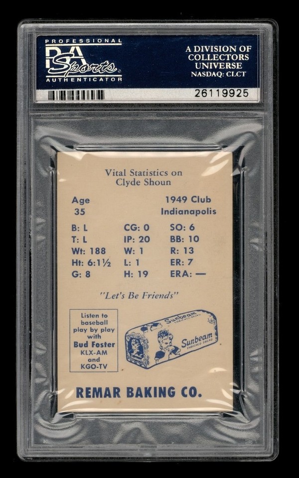 1950 Remar Bread Oakland Oaks Set-Break Clyde Shoun PSA 4 VG-EX | eBay