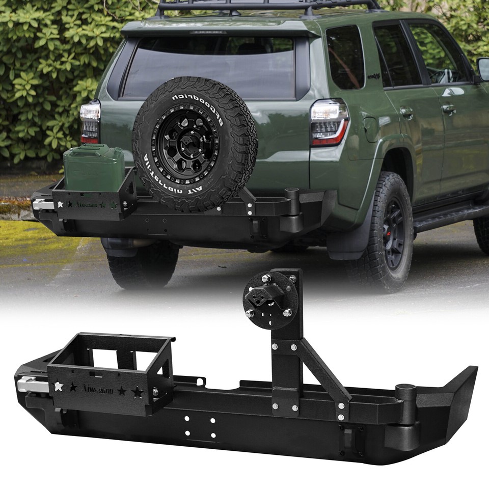 Steel Front Rear Bumper W/Winch Plate&Tire Carrier For 2015-2020 Toyota ...