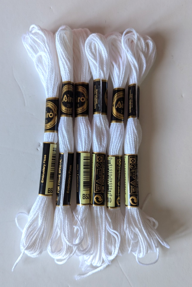 Pack of 6 Skeins Embroidery Cross Stitch Thread; Cotton; 8 Metre ...