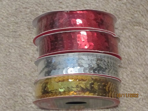 Sequin Ribbon - 15 feet red, silver & gold | eBay