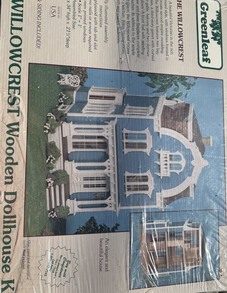 Vintage Greenleaf WILLOWCREST Wooden Dollhouse Kit Sealed in Box | eBay