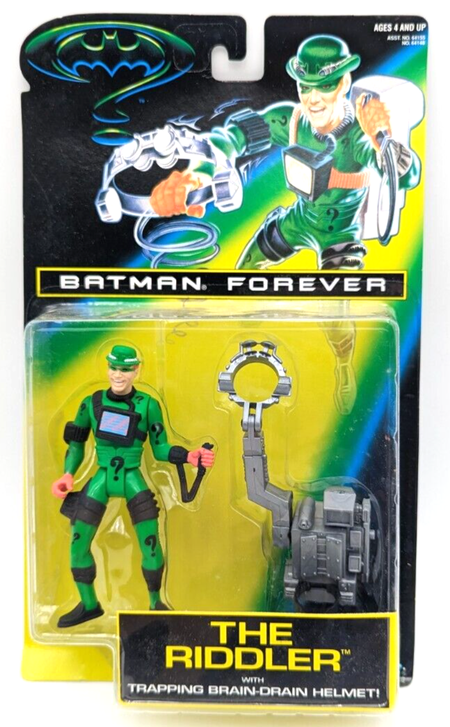 VTG 1995 Kenner Batman Forever Riddler w/ Brain Drain Helmet Figure ...