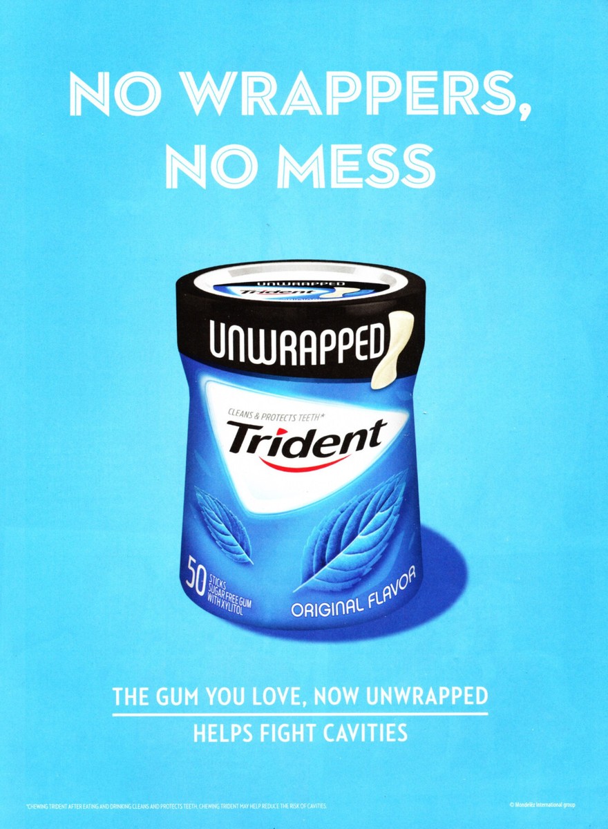 Trident Gum Advertisement Trident White Spearmint Sugar Free Gum 16