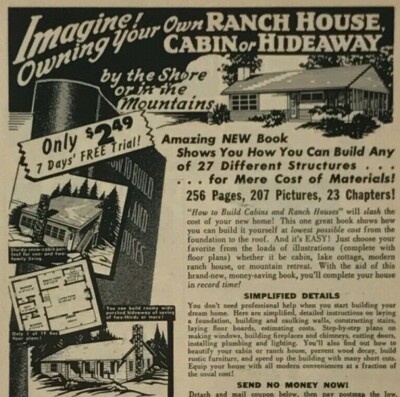 Imagine Owning Your Own Ranch House Cabin Print Ad from March 1952 ...