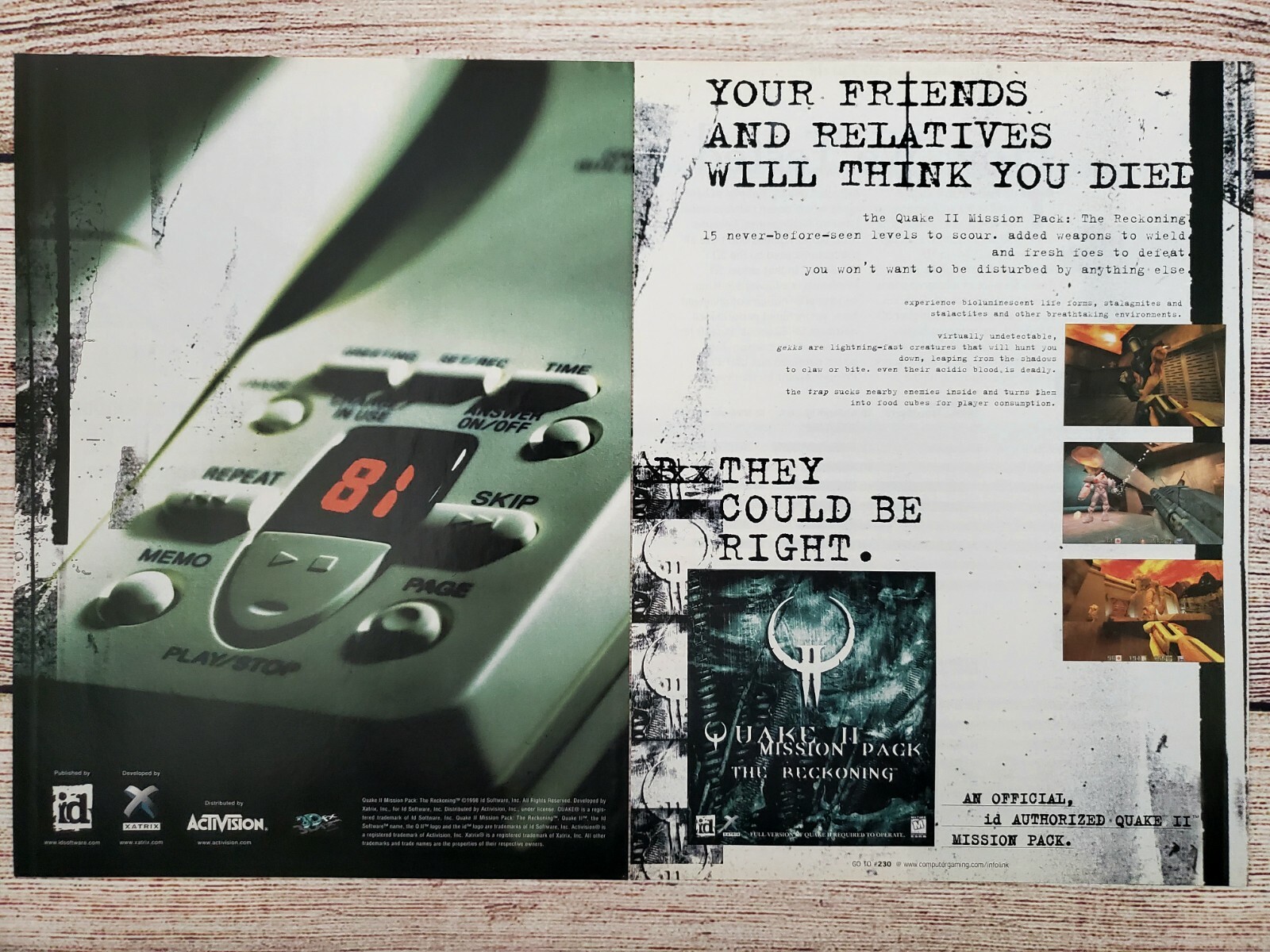 Quake II 2 Mission Pack The Reckoning 1997 PC Game Big Box Promo Ad ...