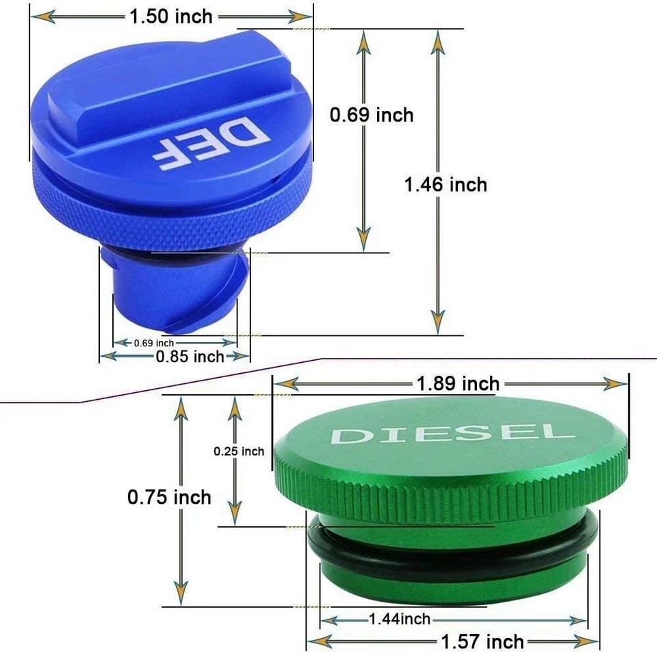 Aluminum DIESEL Fuel Cap Blue DEF Cap for 13-18 Dodge Ram 2500 3500 ...