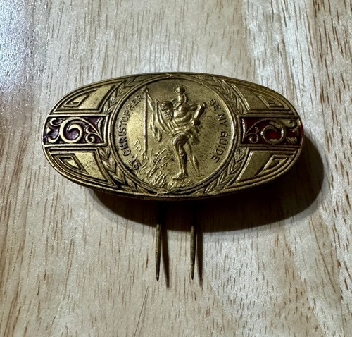 Antique St Christopher Automobile Auto Car Visor Dash Pin Safety Charm ...