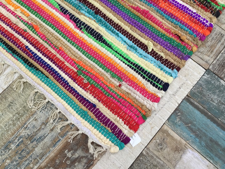 Rug Rag Rugs Multi Colour Mat Recycled Cotton Hand Woven Chindi Mats ...