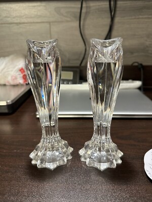 Beautiful Crystal Candlesticks ARTIC BLOOM 7.5" Pair of Heavy ...