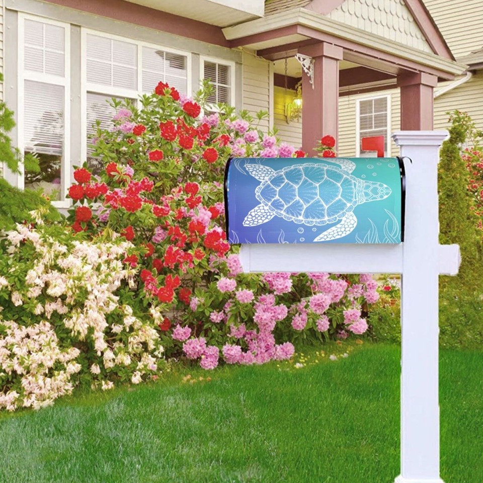 Ocean Turtle Mailbox Wraps Post Letter Box Cover for Garden Home Decor ...