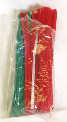 Wired Pipe Cleaners Craft Chenille Stems 6" Long Red White Green Approx ...