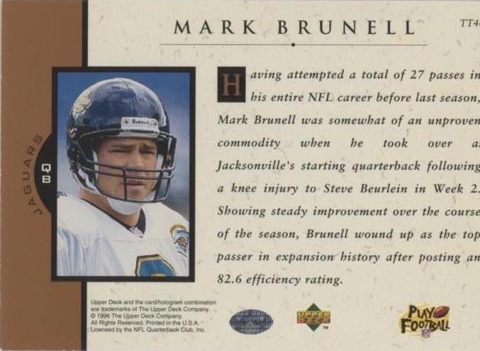 Las mejores ofertas en 1996 Upper Deck Mark Brunell #TT46 | eBay