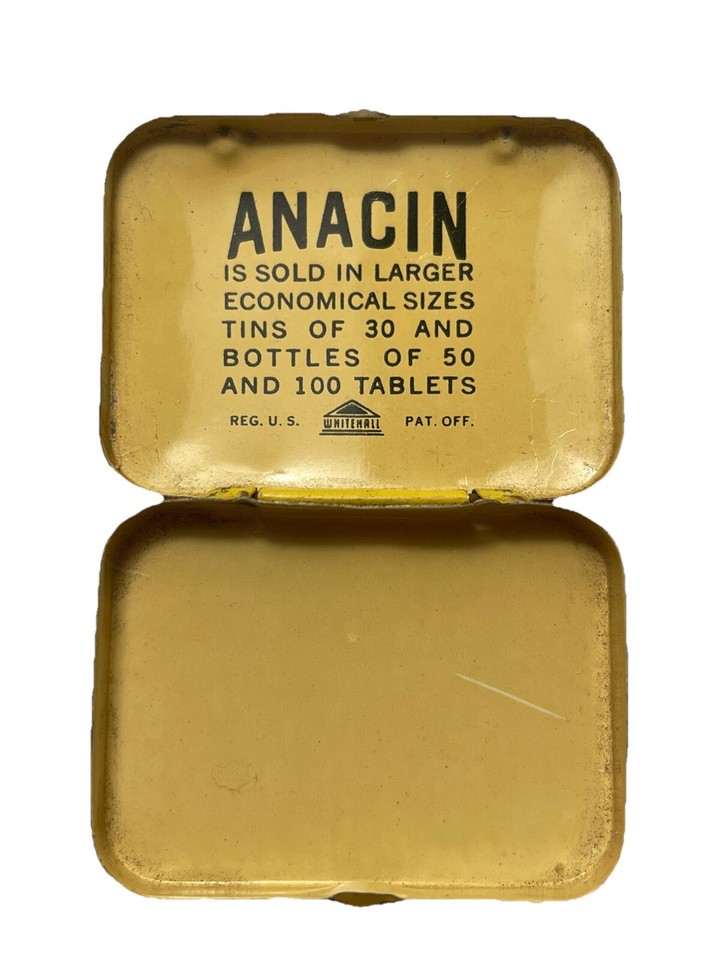 Vintage Anacin Tablet Tin Whitehall Pharmacal Co. USA Pharmacy ...