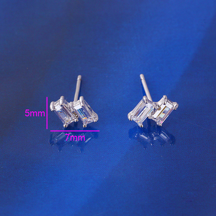 Silver Coloured Double Bar Cubic Zirconia Stud Earrings | eBay