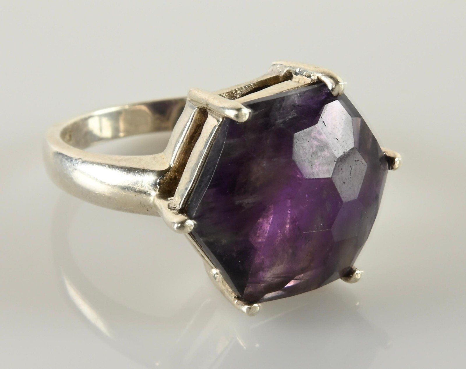 Vintage Avi Soffer 925 Sterling Silver Amethyst Artisan Statement Ring ...