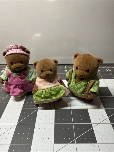 Lil Woodzeez Bear Family 3 Fuzzy Little Brown Bear Figures Flocked Toys ...