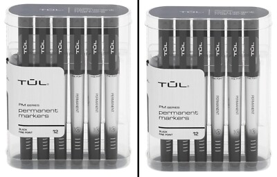 TUL Permanent Markers, Fine Point, Silver Barrel, Black Ink 24 Markers ...