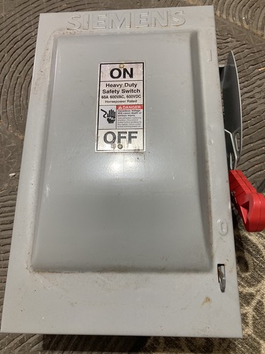 Siemens HF362 60-Amp 3 Pole 600-volt 3W Fused Heavy Duty Safety Switch ...