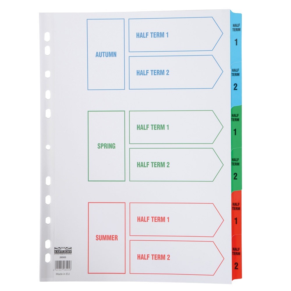A4 Term time Divider set Autumn, Spring & Summer reinforced divider set ...
