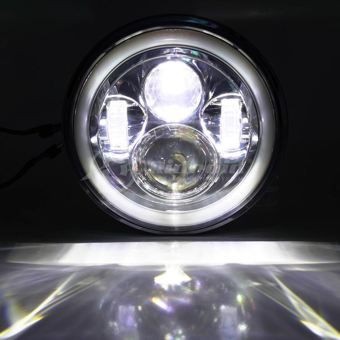 For Ford Deluxe 1939-1951 Halo 7" Inch Round LED Headlights DRL Angel ...