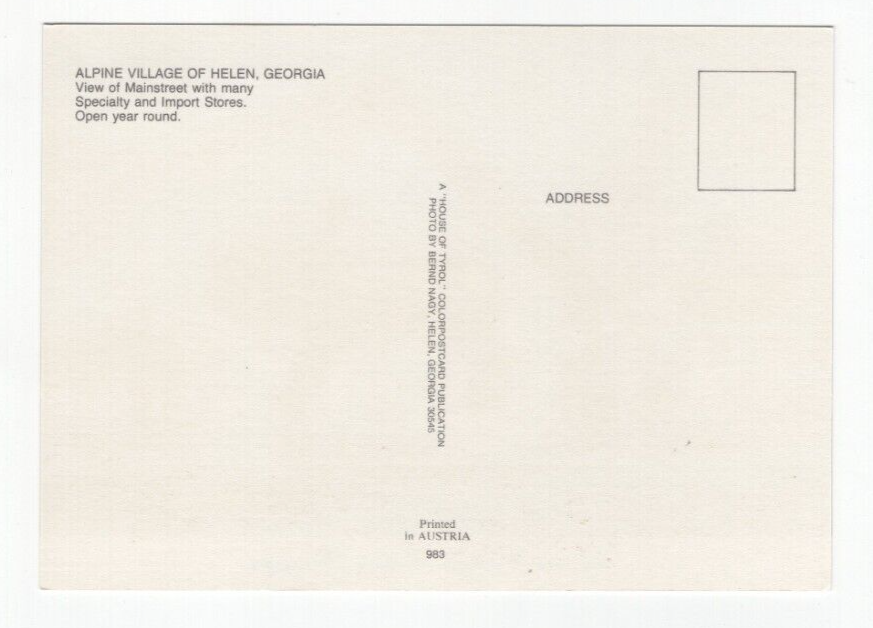 Alpine Village of Helen Georgia GA View of Mainstreet Postcard Unposted ...