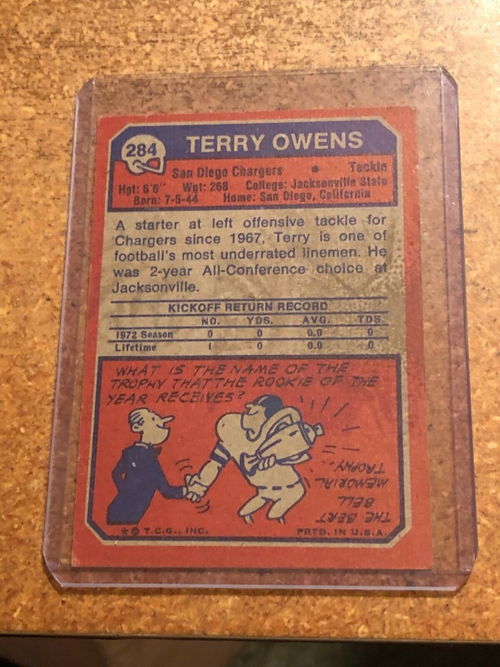1973 Topps Football # 284 Terry Owens | eBay