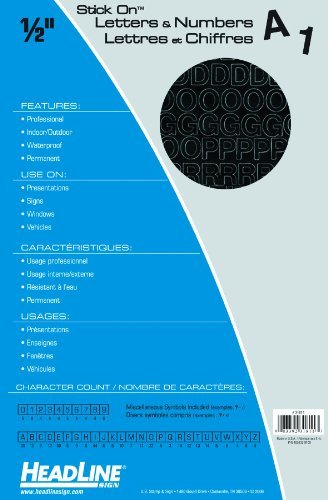 HEADLINE Sign 31811 Stick on Vinyl Letters and Numbers Black 2 Inch for ...