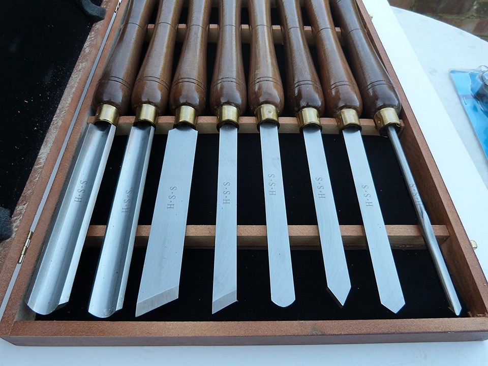 Quality Wood Turning Chisels,Brass Ferrules,Walnut Handles+Spring ...