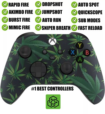 Weed Leaf Silent Modz Rapid Fire Modded Wireless Controller for Xbox ...