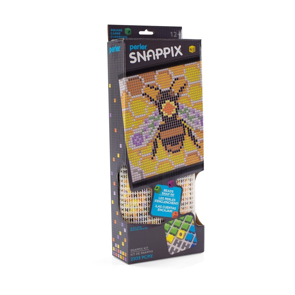 Perler Folksy Bee Snappix No-Iron Fuse Bead Craft Kit for Kids, 12" x ...