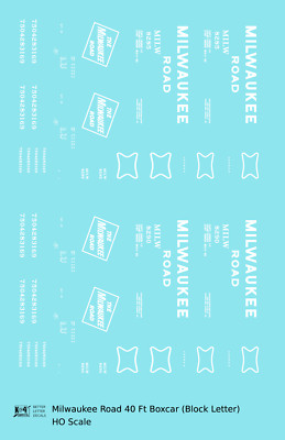 K4 HO Scale Decals Milwaukee Road 40 Ft Boxcar White Block Letter | eBay