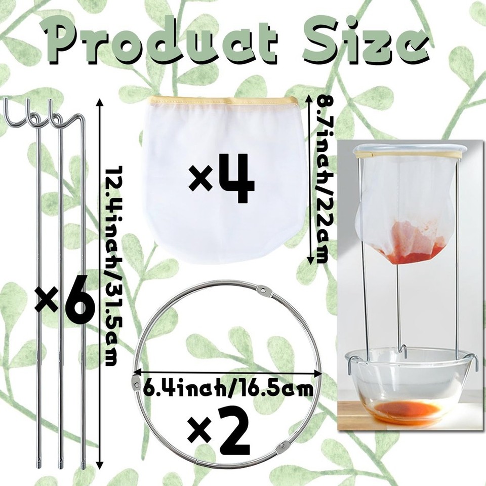 2 Pack Strainer Stand,Strainer Stand with 4 Reusable Staining Bags ...