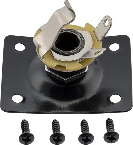 Black Guitar Input Jack Metal Alloy With 6.35Mm Connection And Mounting ...