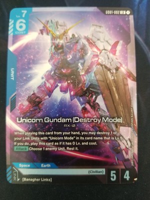 Gundam Card Game Newtype Rising Unicorn Gundam (Destroy Mode) GD01-002 LR | eBay