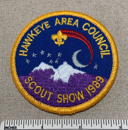 1989 HAWKEYE AREA COUNCIL Boy Scout Show PATCH BSA Uniform Badge Camp ...