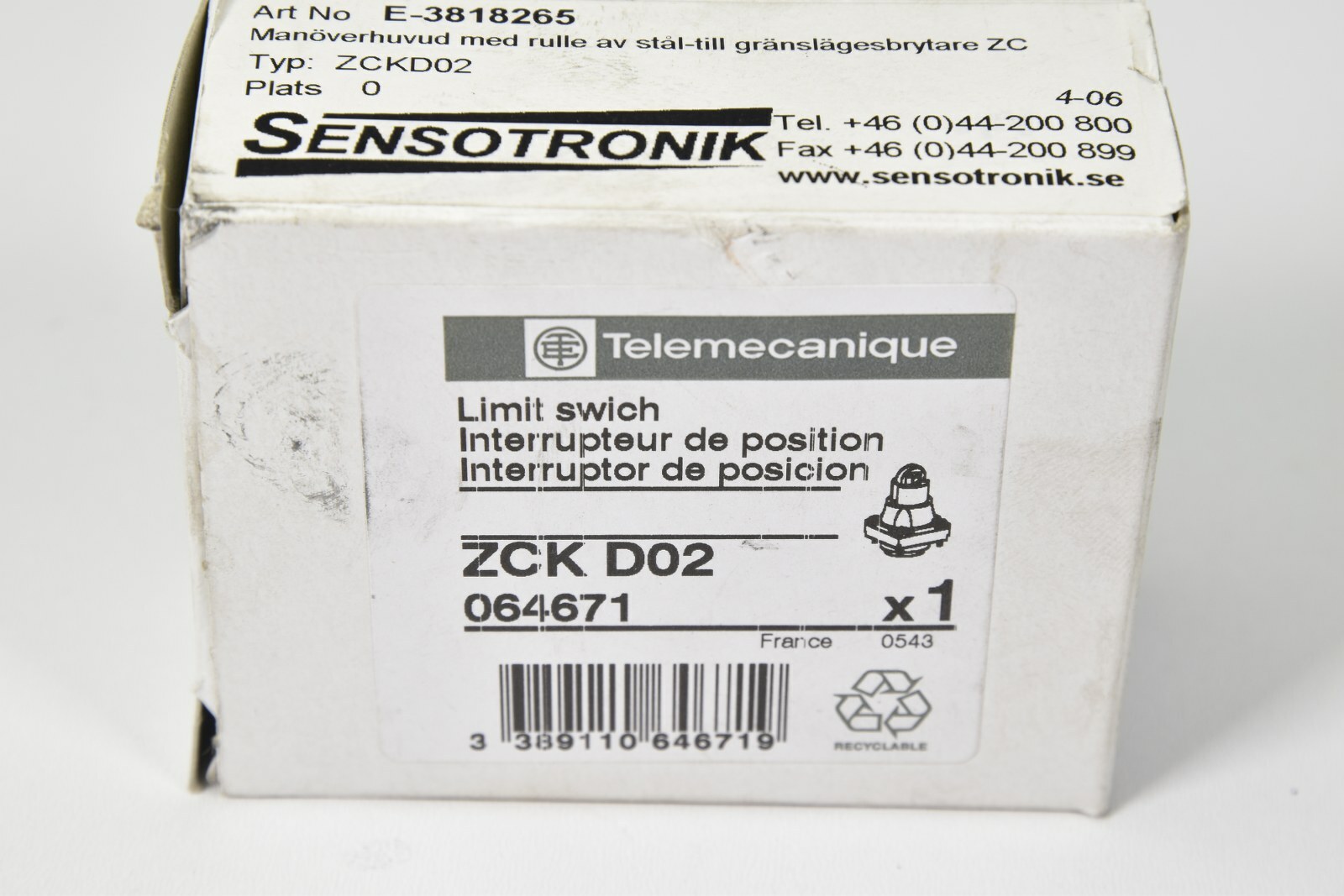 TELEMECANIQUE ZCK D02, 064671, Limit Switch - NEW | eBay