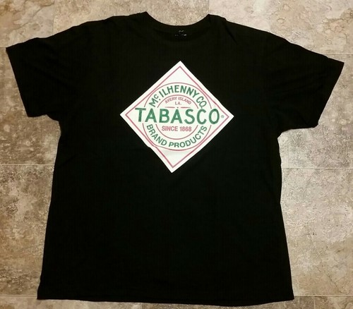90's Vintage Tabasco Sauce Logo Black Shirt Size XL Single Stitch 21" x ...