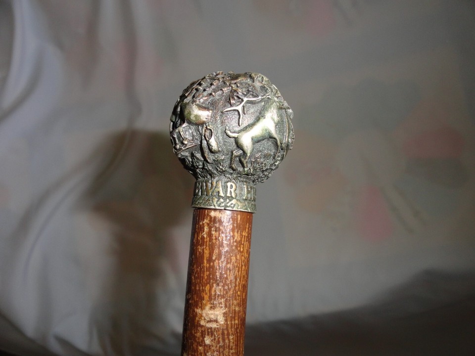 Vintage Antique DEWAR HIGHLANDER Heavy Metal Knob Walking Stick Cane ...