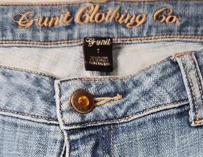 G-Unit Clothing Jeans Actual 31x30 Tag Size 7 Light Wash Embellished ...