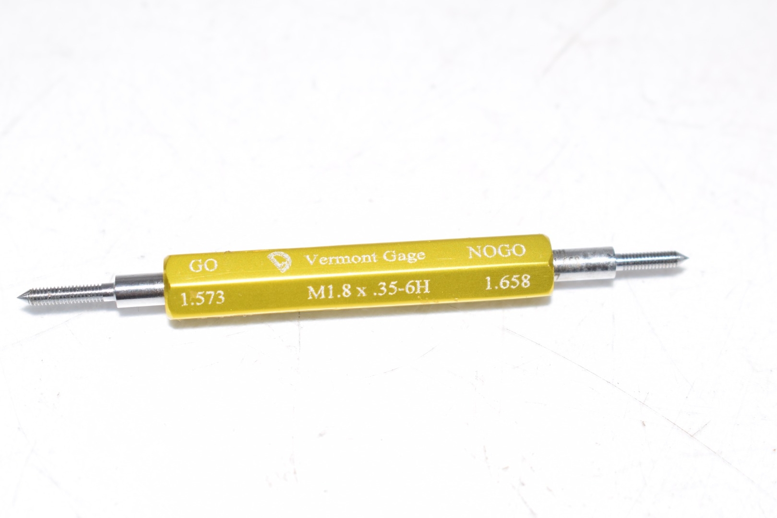 Vermont Gage M1.8 x 35-6H Thread Plug Gage Assembly GO 1.573 x NOGO 1. ...