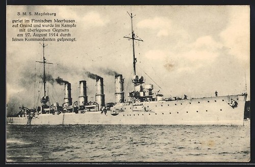 AK SMS Magdeburg , auf Grund gelaufen und gesprengt 1915 | eBay.de