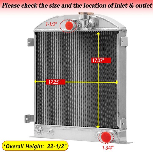 3 Core Radiator Aluminum Fit 1932 FORD MODEL HI-BOY HOT ROD CHEVY V8 ...