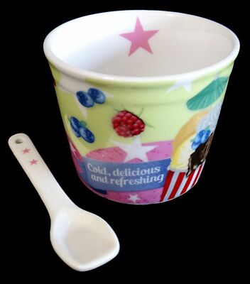 Crofton 2017 Ice Cream/Dessert Bowl with Spoon Porcelain "Pink Star" 3 ...