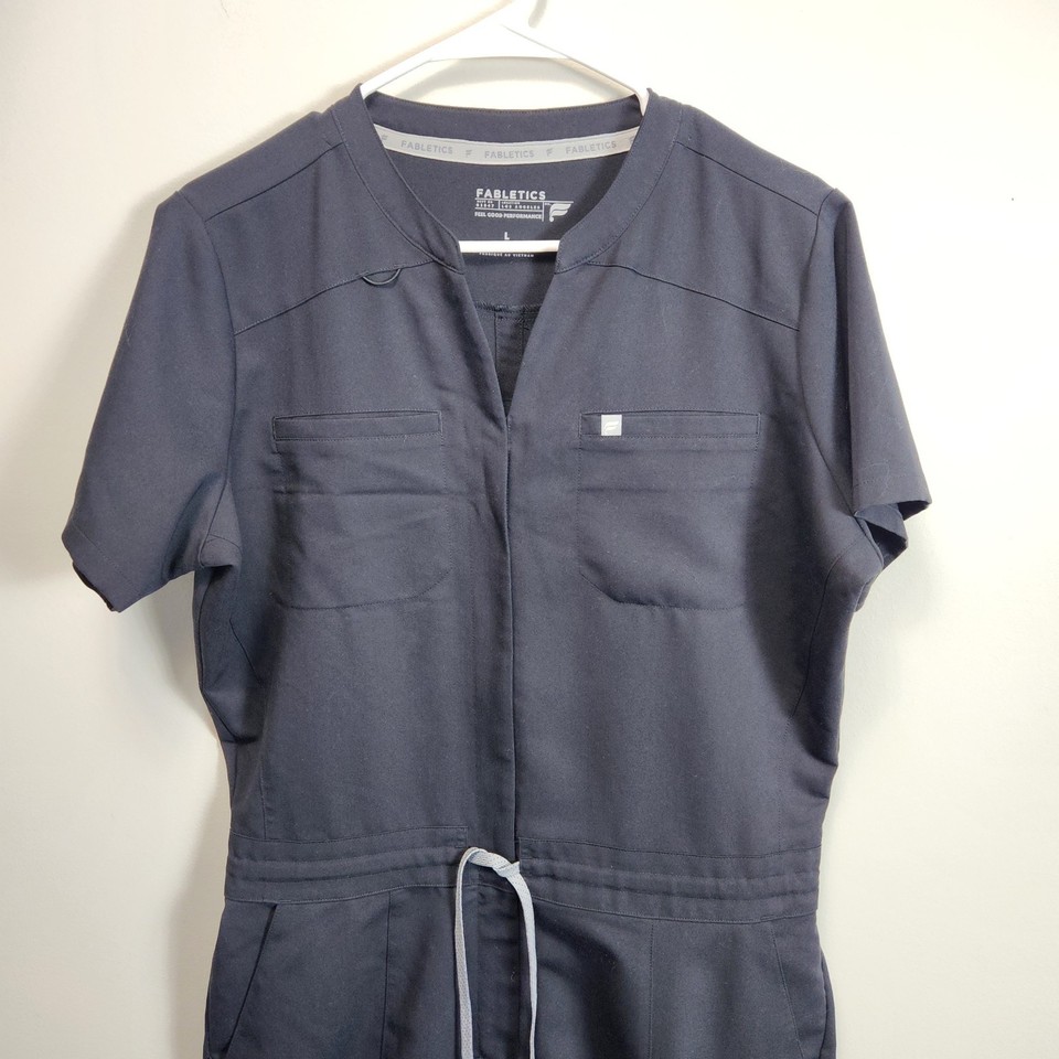 Fabletics Empower StretchTech Scrub Jumpsuit Womens Large Black Short ...