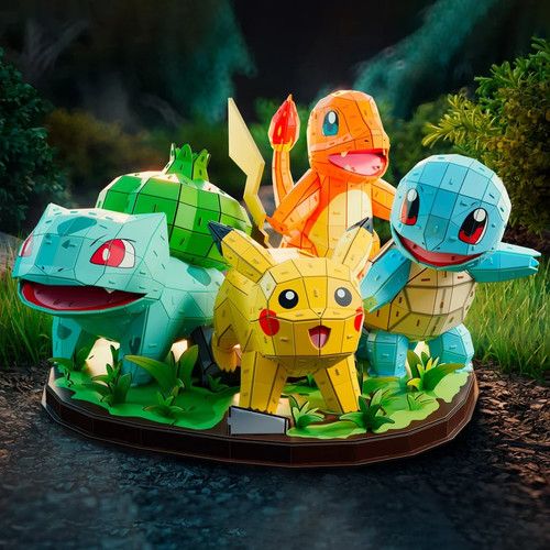 4D Build Pokémon Kanto 4-Pack 3D Kit (Bulbasaur, Charmander, Squirtle ...