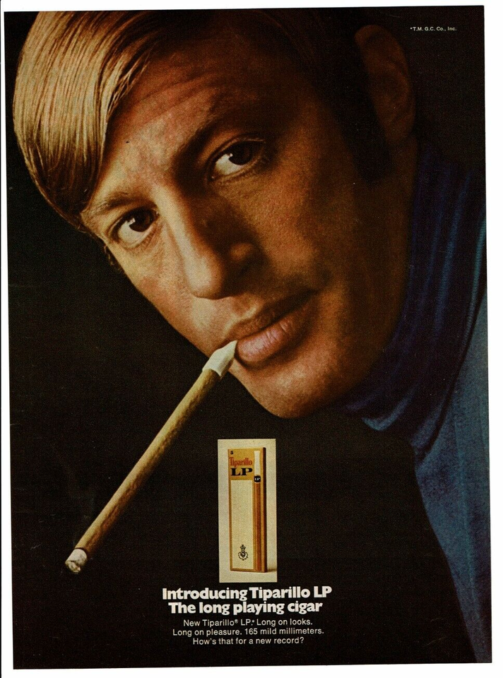 1969 Vintage Print Ad Introducing Tiparillo LP The long playing cigar ...