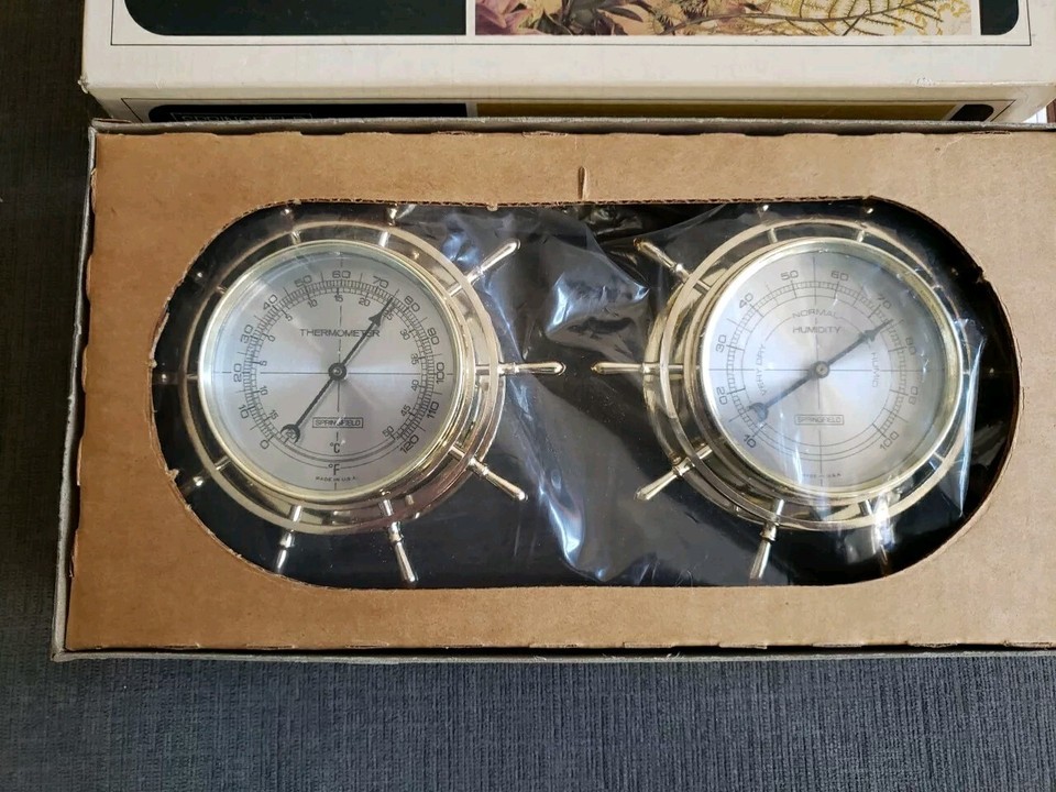 Vtg Springfield Weather Station Duo Thermometer/ Humidity Meter | eBay